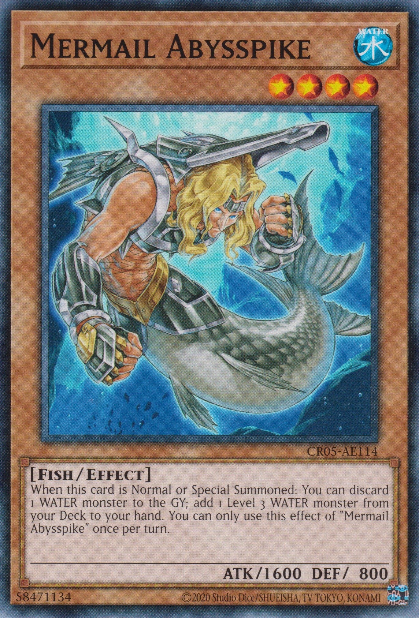 [遊戲王亞英版] 水精鱗 深淵狗魚兵 / 水精鱗－アビスパイク / Mermail Abysspike – OA Card(Oztet Amigo)